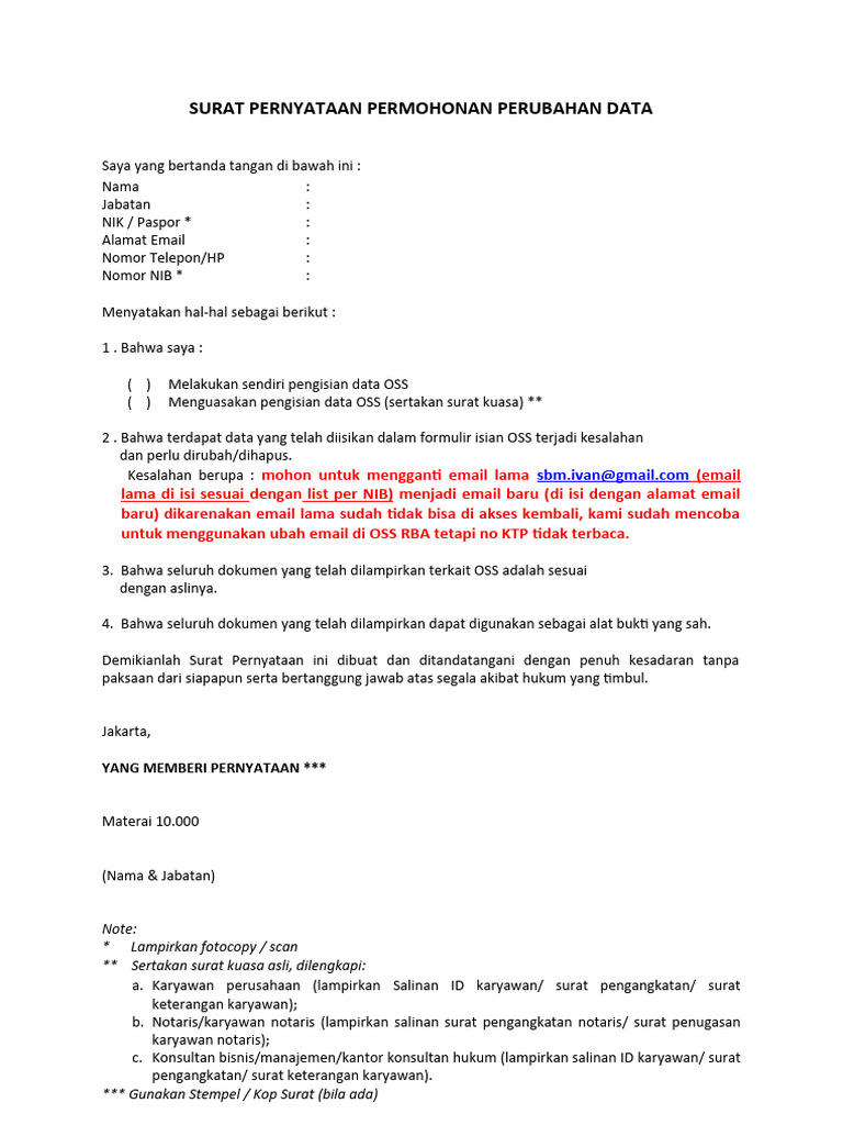 Format Permohonan Perubahan Data | PDF | Karier & Perkembangan