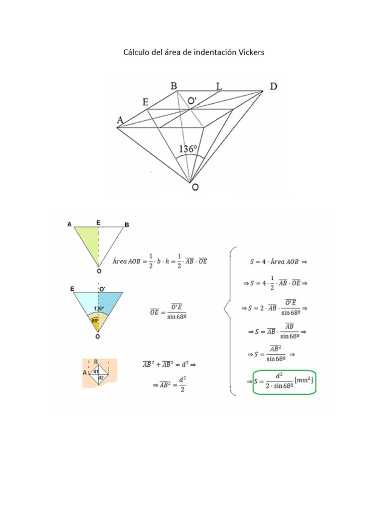 Cálculo Del Área de Indentación Vickers | PDF