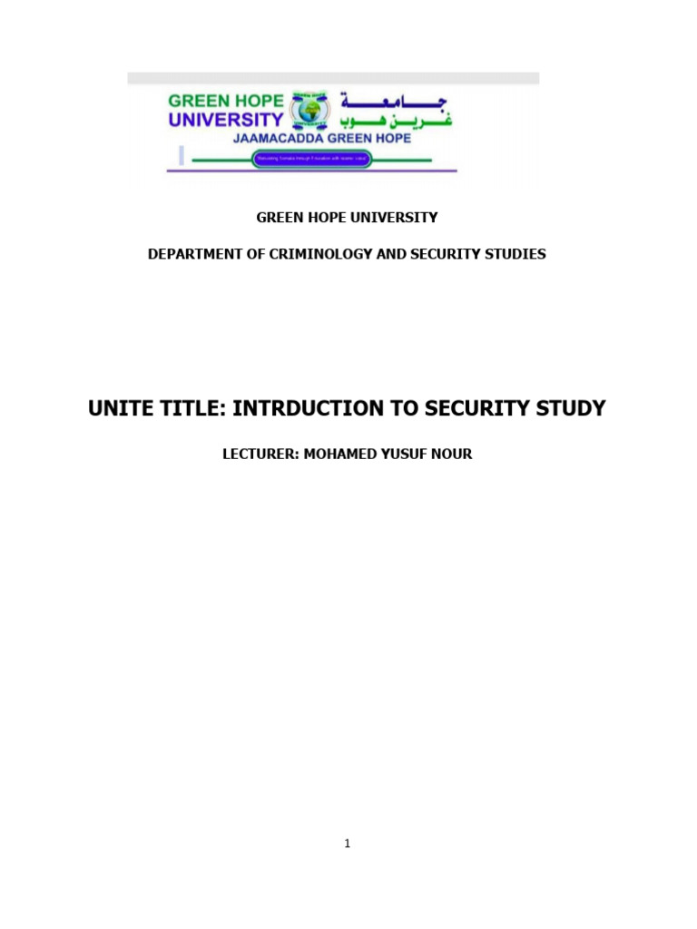 Introduction To Security Studies | PDF | National Security | Human Security
