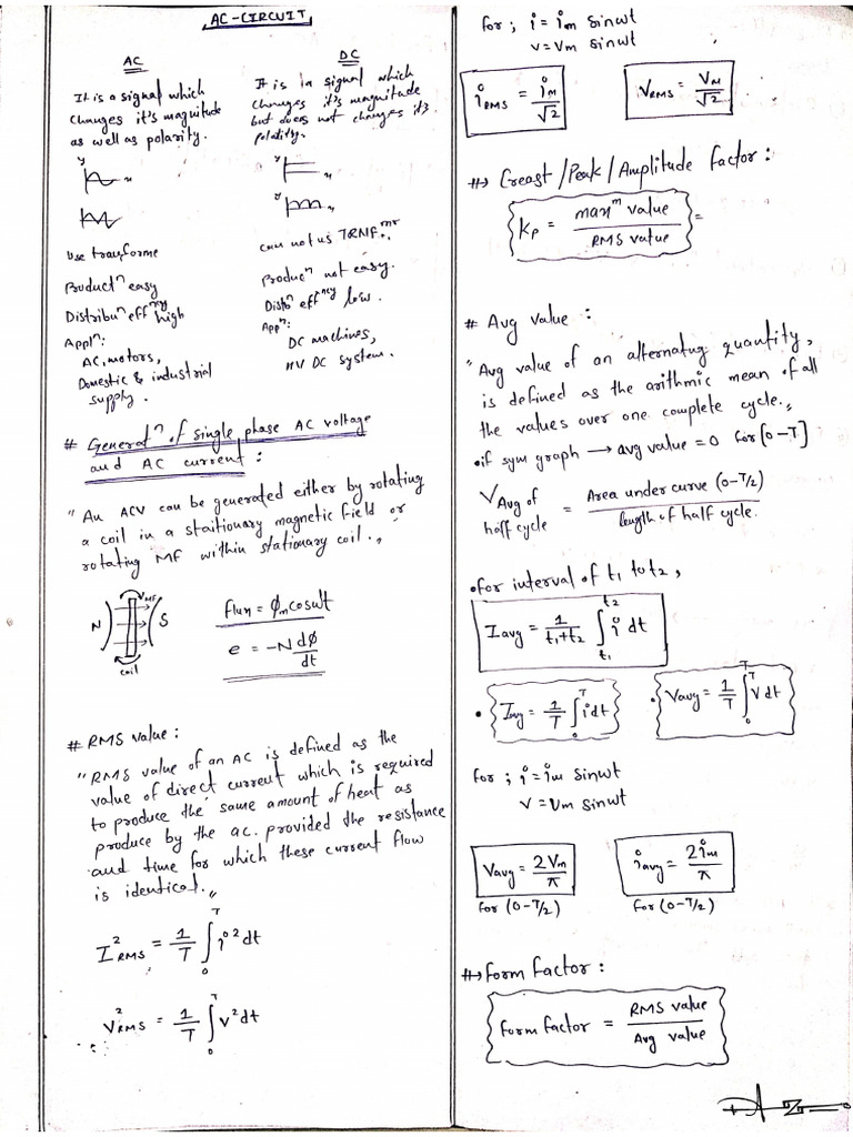 Ac Circuit Notes | PDF