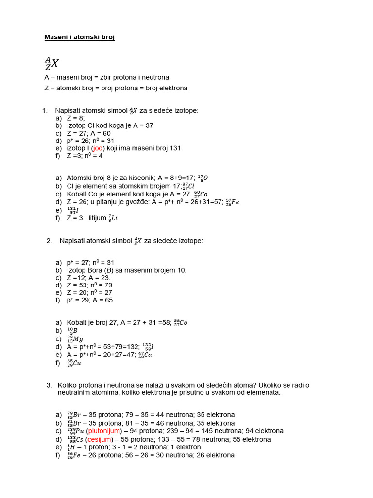 Maseni I Atomski Broj 1 | PDF