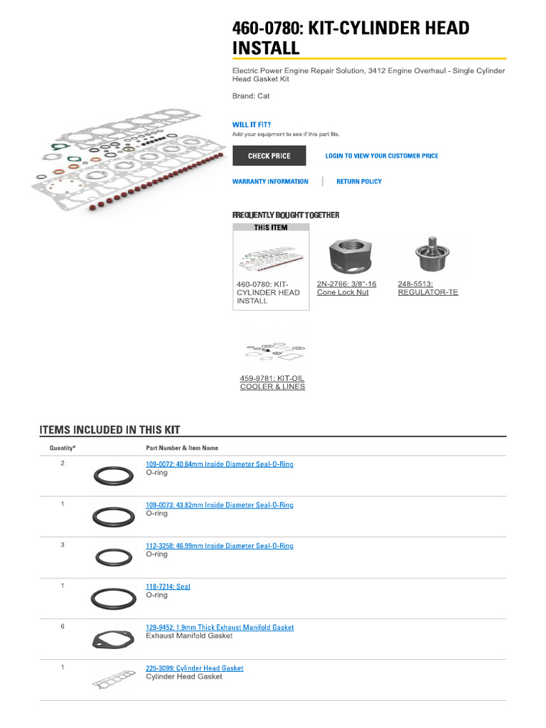 460-0780 Kit-Cylinder Head Install | PDF