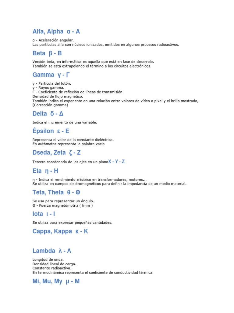 Símbolos Griegos en Física y Matemáticas | PDF | Rayo gamma | Olas