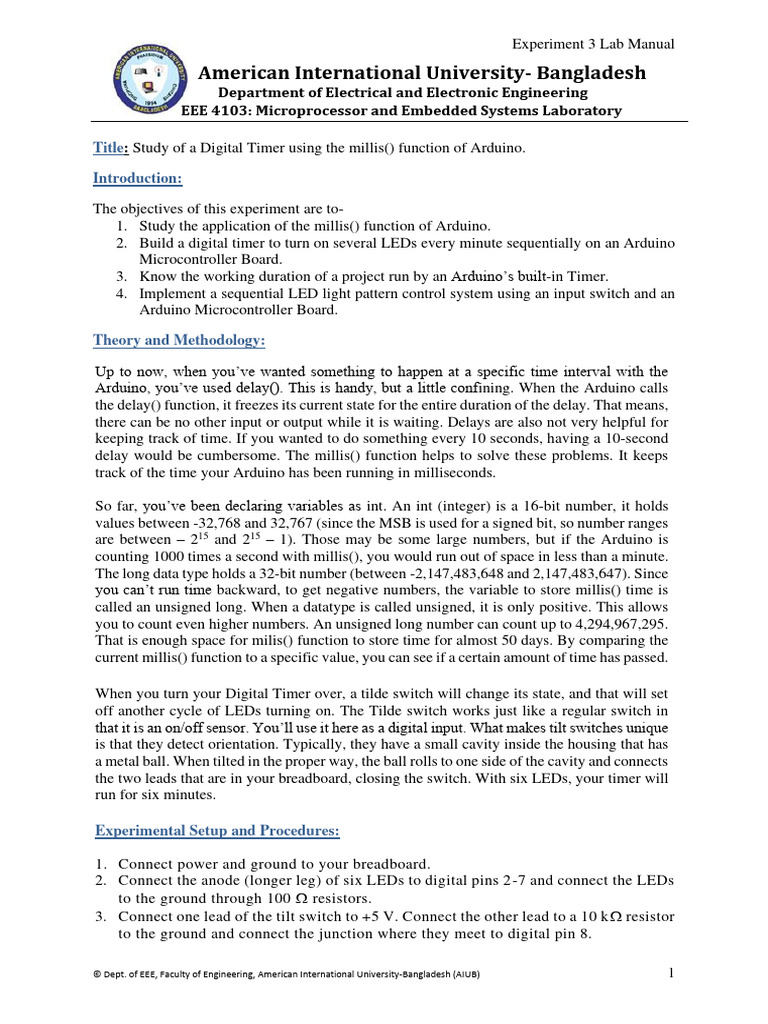 Lab Manual Mes Experiment 4 N Pdf Arduino Computer Engineering