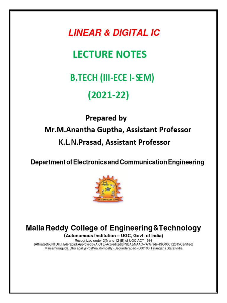 Linear & Digital Ic | PDF | Amplifier | Operational Amplifier