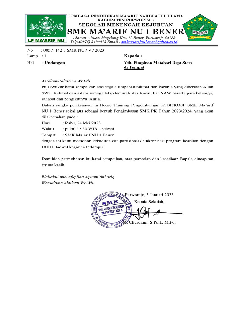 Surat Permohonan Narasumber IHT BDP 2 | PDF