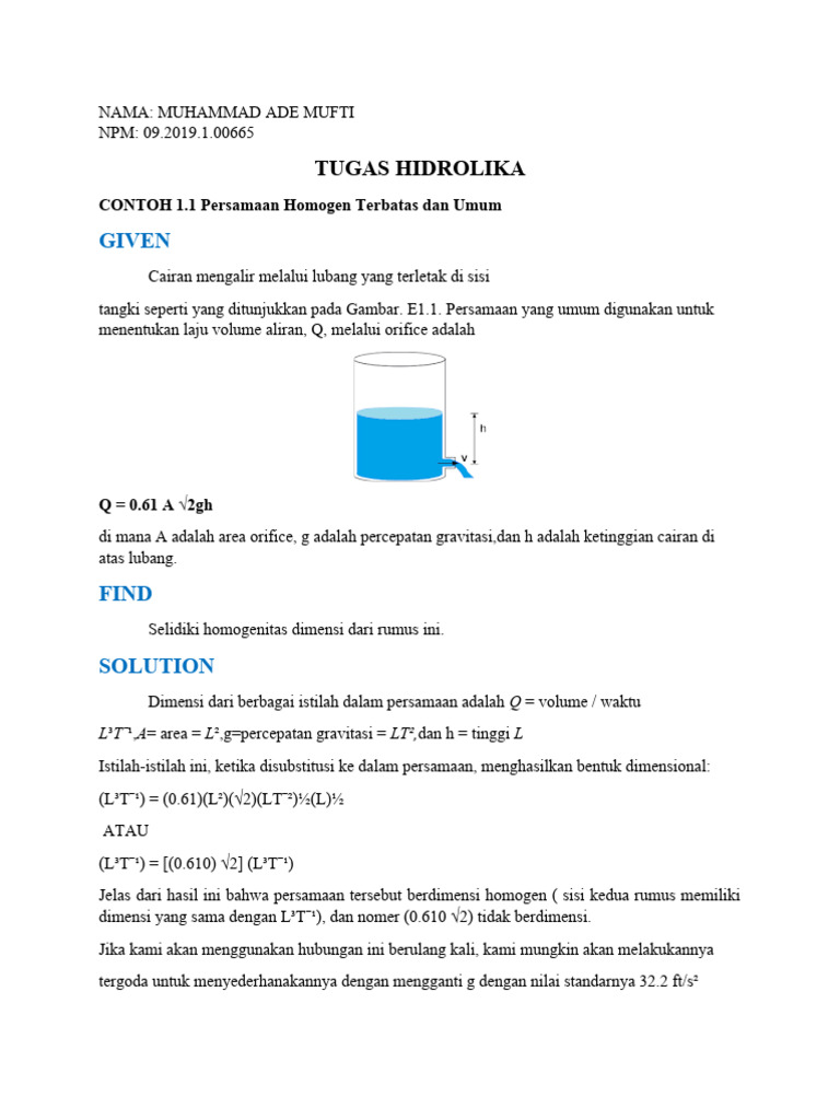 HIDROLIKA Contoh Soal | PDF