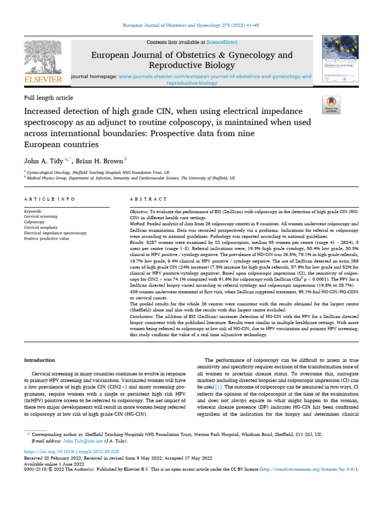 Increased Detection of High Grade CIN, When Using | PDF | Cervical ...
