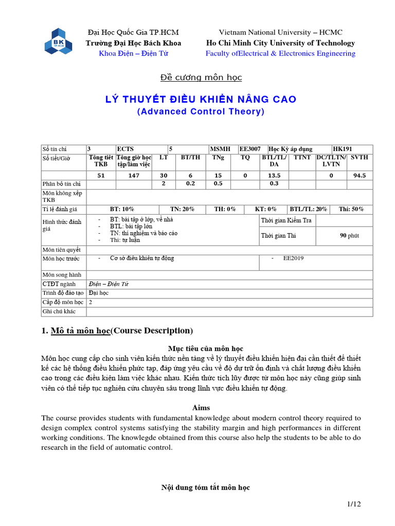 2019.1.control Automation - Advanced Control Theory | PDF