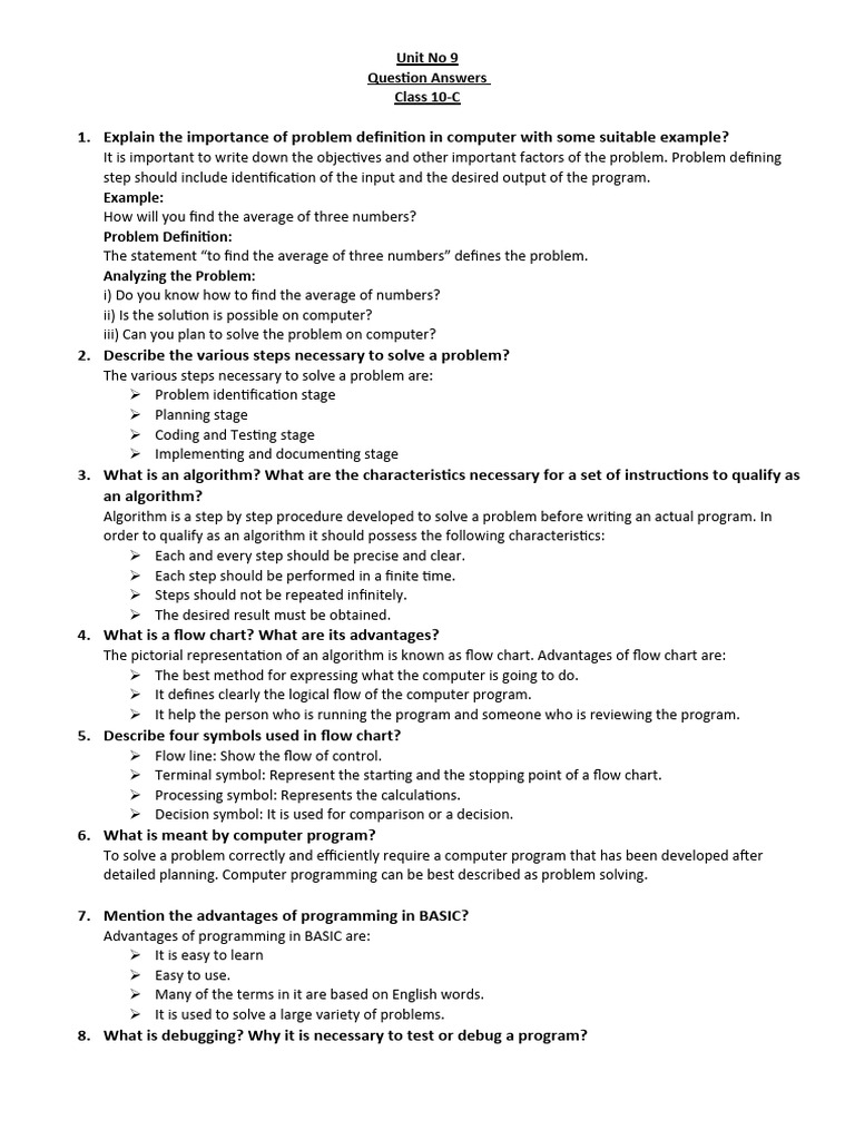 Problems Solving Techniques For Class 10 Students | PDF | Computer Program | Programming