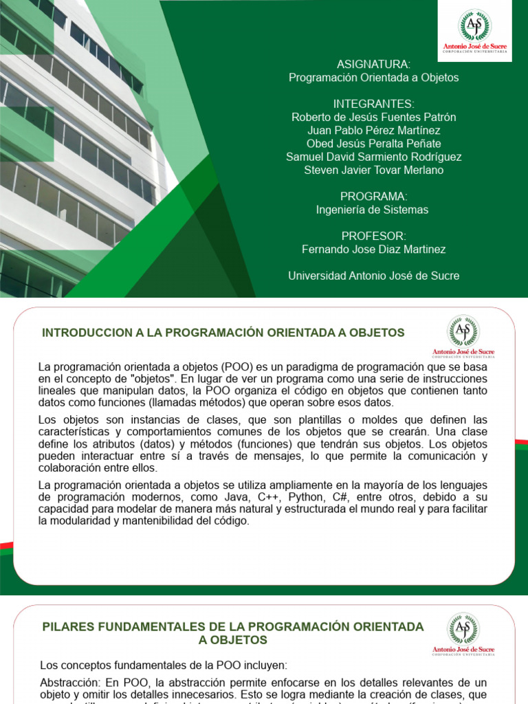 Programación Orientada A Objetos Pdf Objeto Informática Programación Orientada A Objetos 