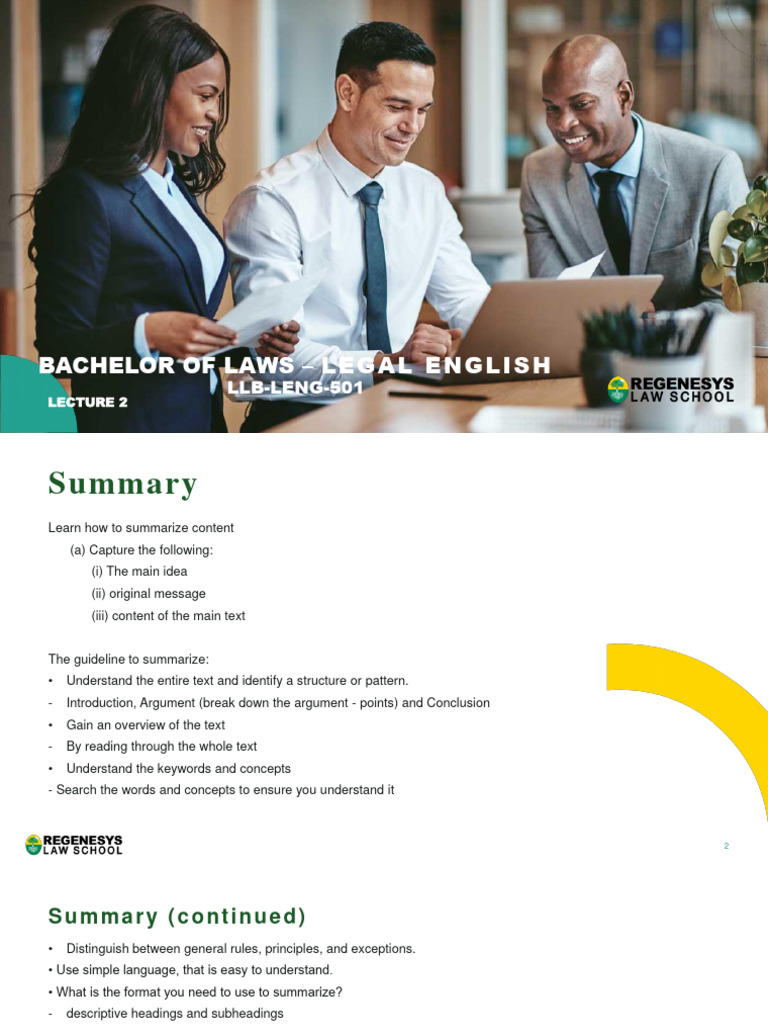 Legal English Lecture 2 - Slides | PDF | Part Of Speech | Linguistics