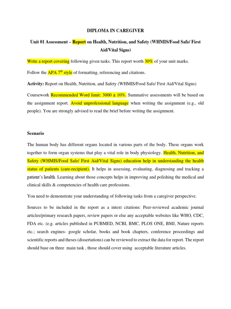 Diploma in Caregiver-Unit 1 - Assignment Caregiver Batch 03 | PDF | Caregiver | Citation