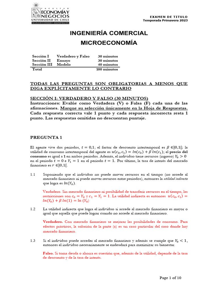 Pauta Examen Micro 2023-2 | PDF | Oferta (economía) | Salario