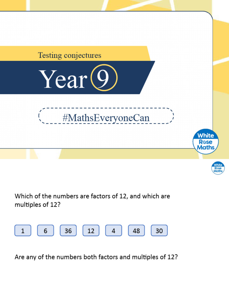 Year 9 Autumn 3 Testing Conjectures Exemplar Questions and Answers ...