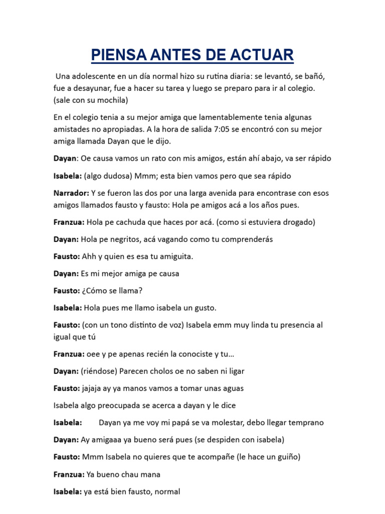 Piensa Antes de Actuar | PDF Piensa Antes de Actuar | PDF