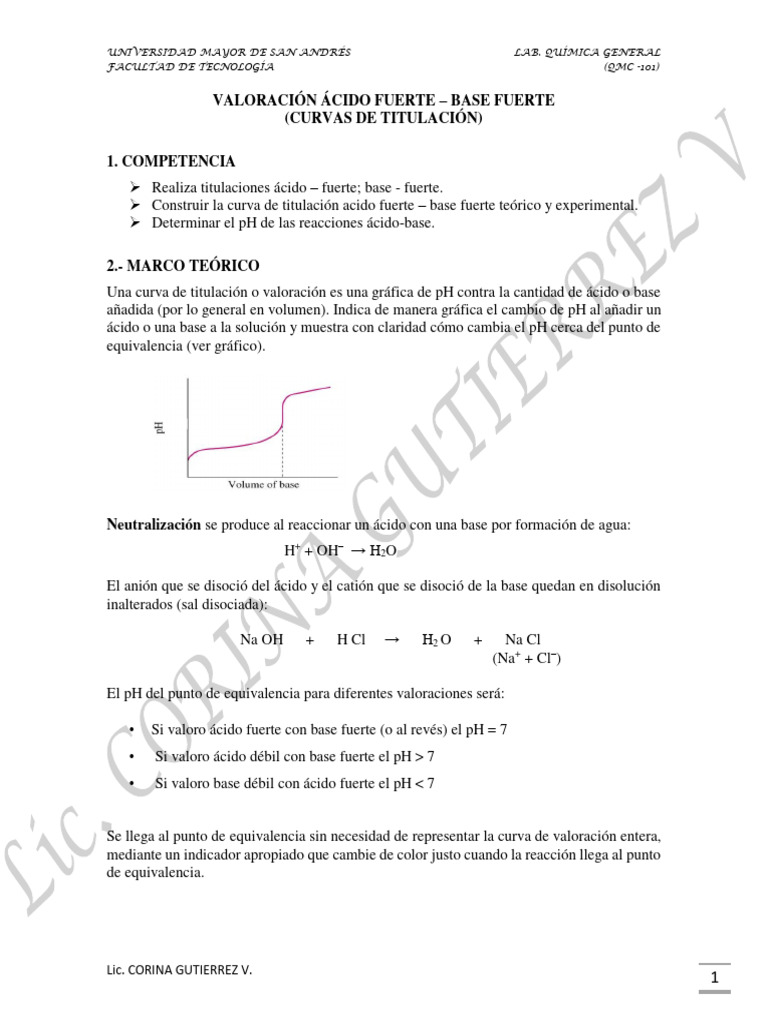 Valoración Ácido Fuerte | PDF | Química | Valoración