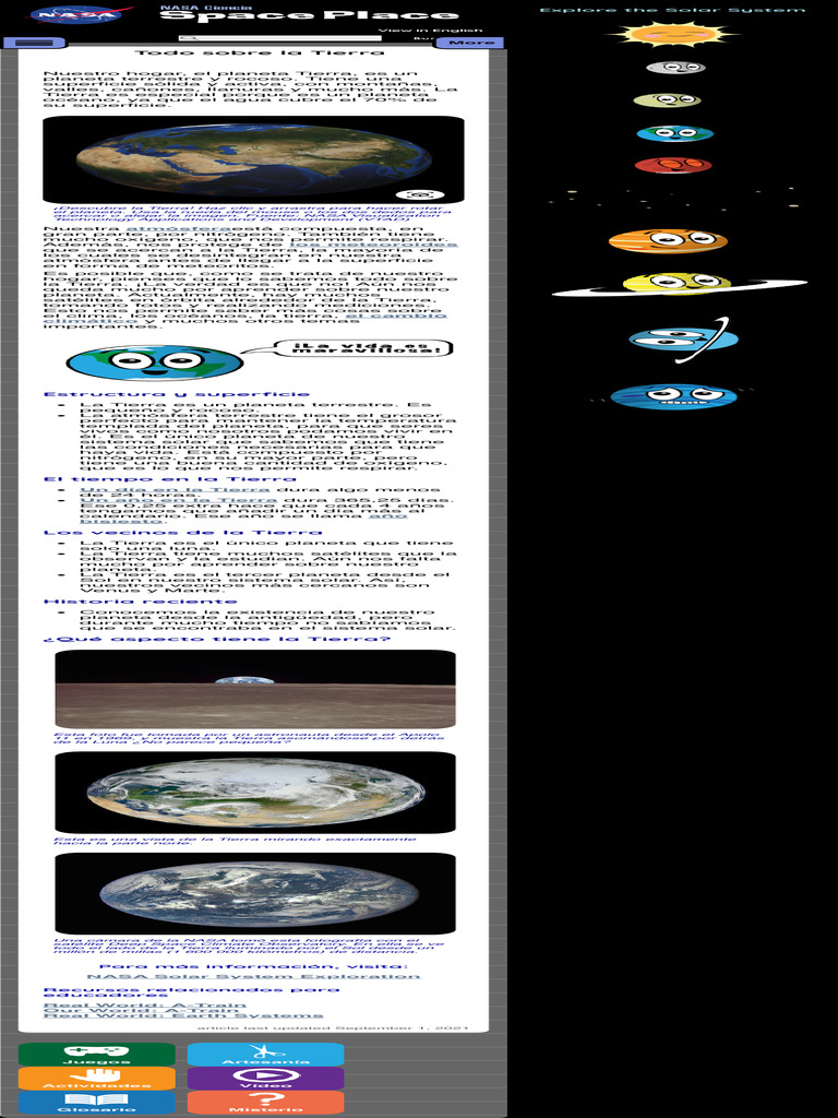 All About Earth NASA Space Place – NASA Science for Kids | PDF | Tierra ...