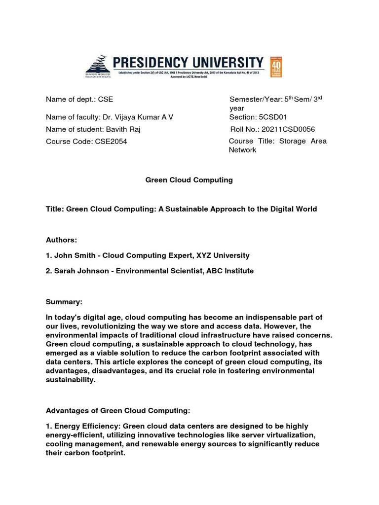 20211csd0056 Bavith | PDF | Cloud Computing | Efficient Energy Use