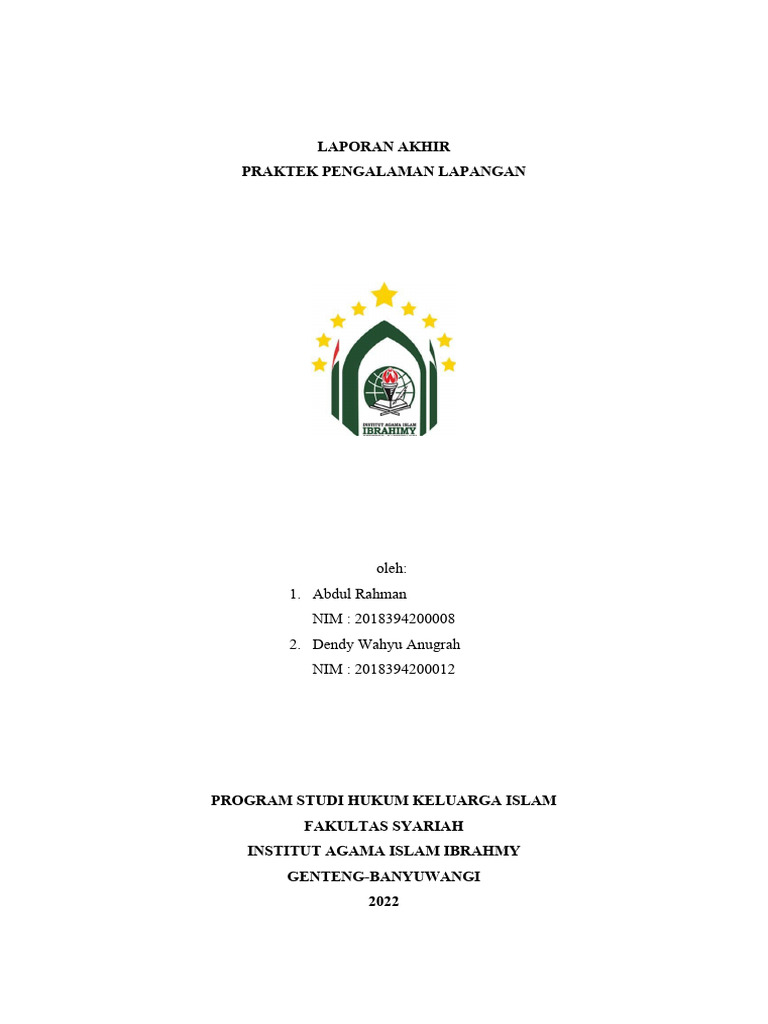 Laporan PPL Hukum Keluarga Islam 2022 | PDF