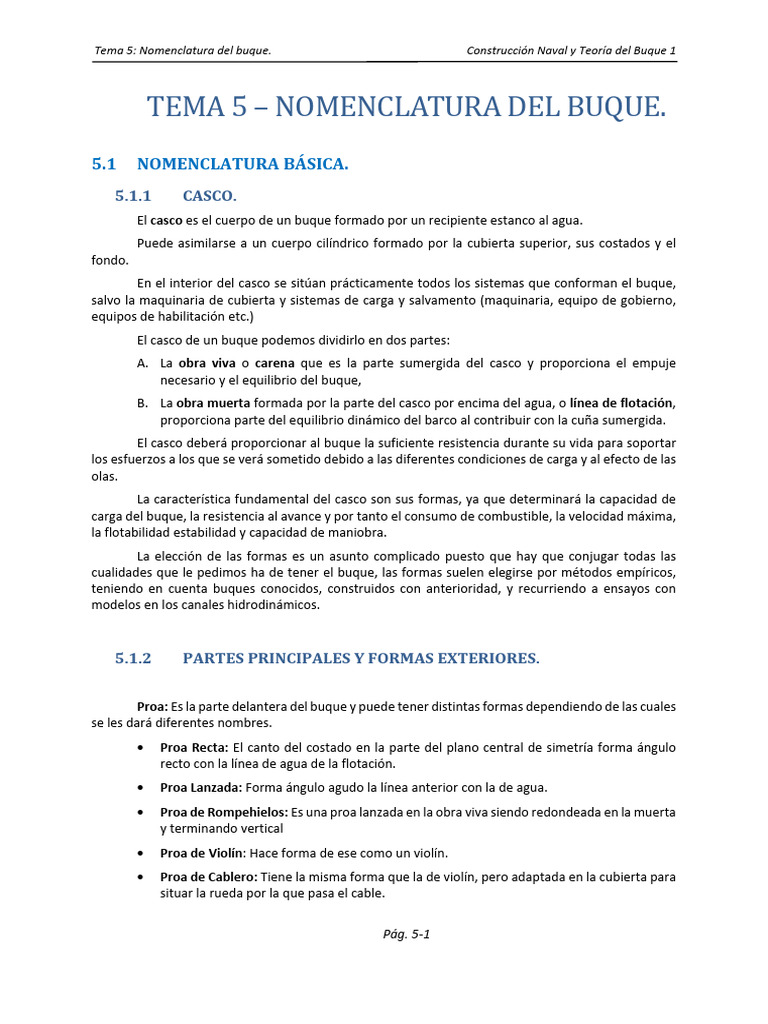 Nomenclatura y Estructura del Buque | PDF | Buques | Popa