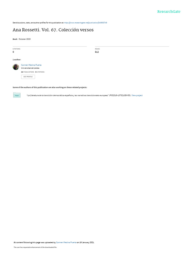 ANA ROSSETTI Colección Versos | PDF