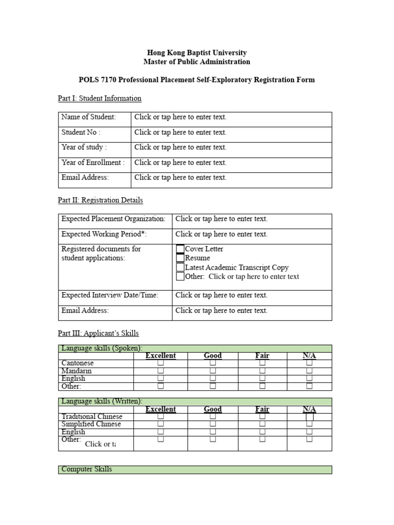 MPA Placement Registration Form | PDF | Computing | Software