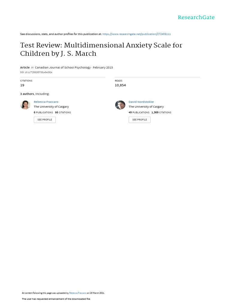 MASC 2 Review for School Psychologists | PDF | Anxiety Disorder ...
