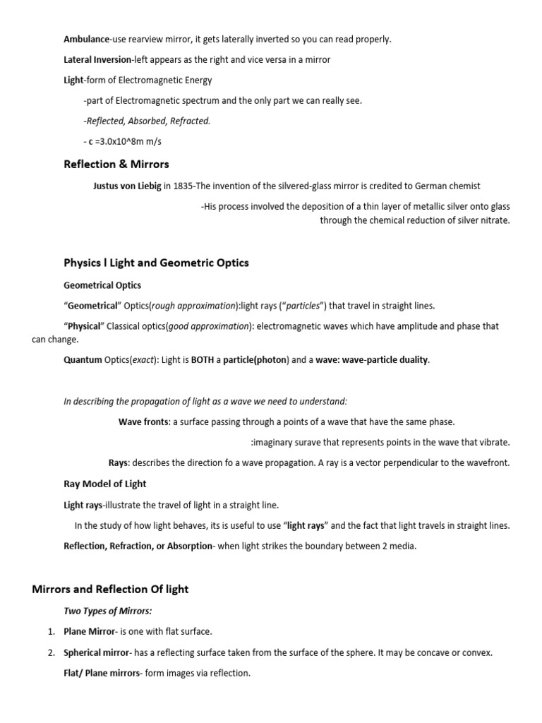 Science ppt | PDF | Mirror | Reflection (Physics)