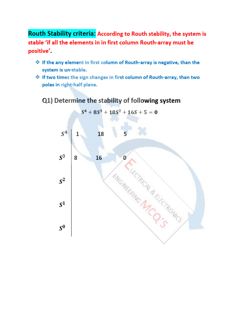 Routh Stability Analysis Explained | PDF