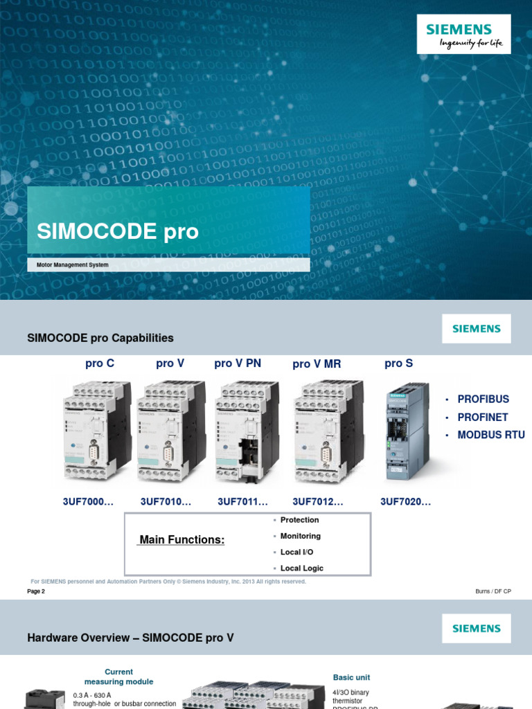 Presentation Simocode Pro Presentation Pdf Programmable Logic Controller Automation 