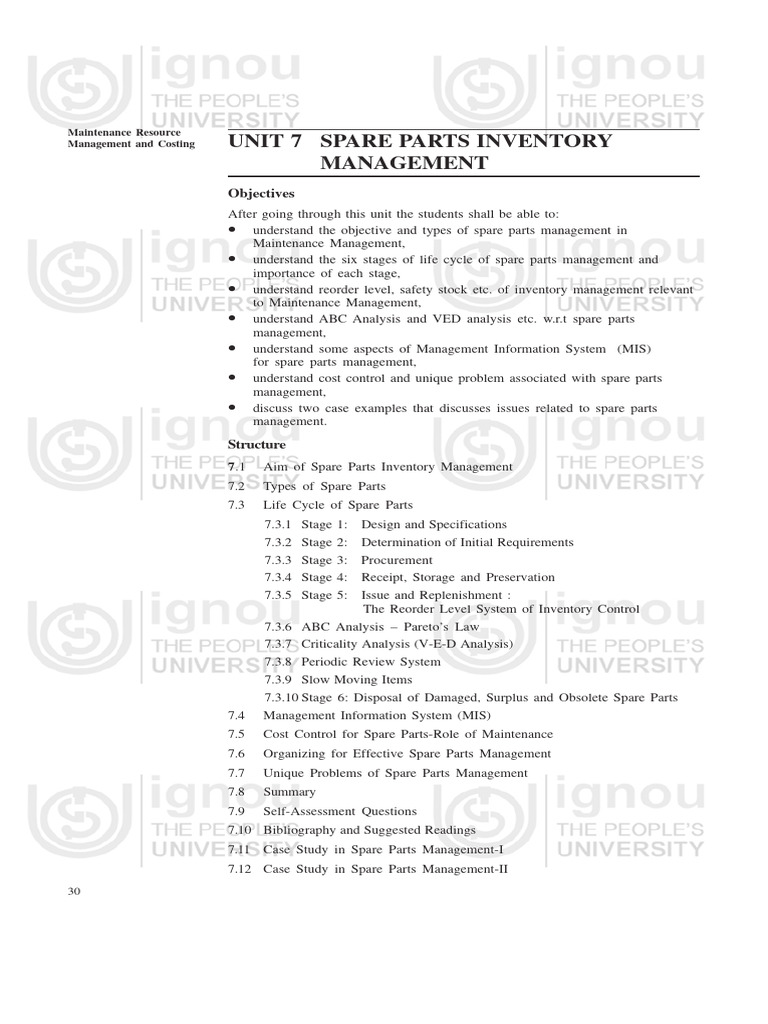 Spare Parts Inventory Management Guide | PDF | Inventory | Economies
