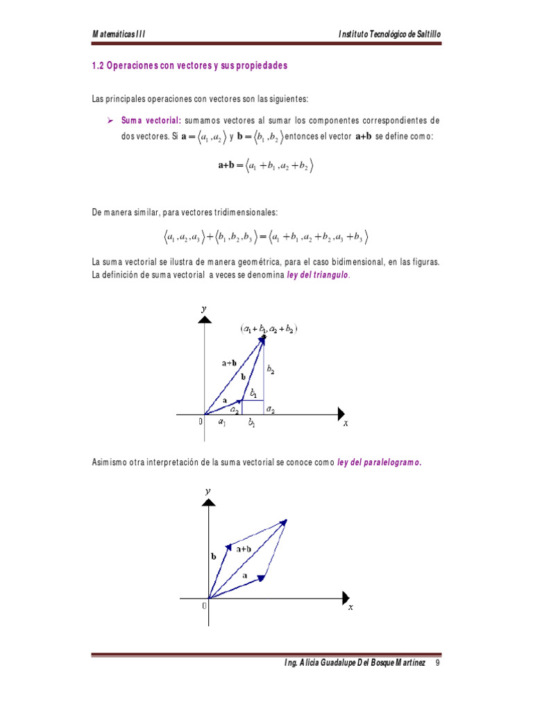Operaciones y Propiedades Vectoriales | PDF | Vector Euclidiano | Geometria clasica