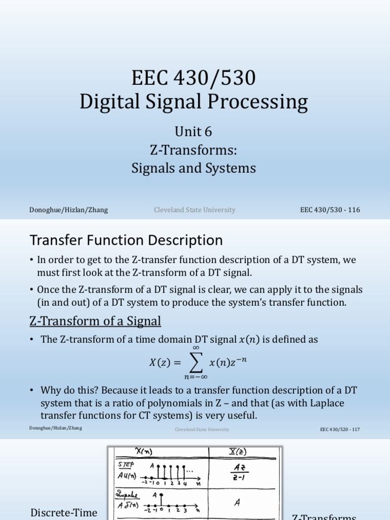 Unit 6 - Z-Transforms - Signals and Systems | PDF | Applied Mathematics | Mathematical Objects
