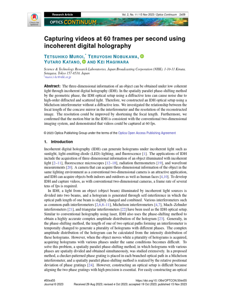 Capturing Videos at 60 Frames Per Second Using | PDF | Interferometry ...