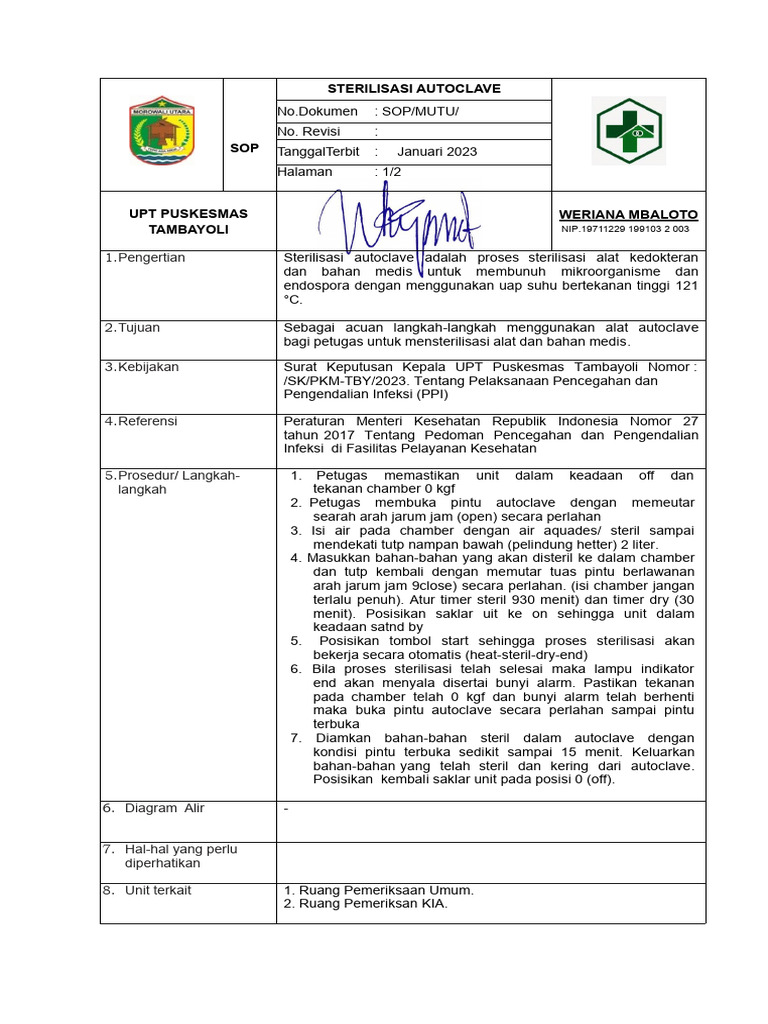 Sop Sterilisasi Autoclave | PDF