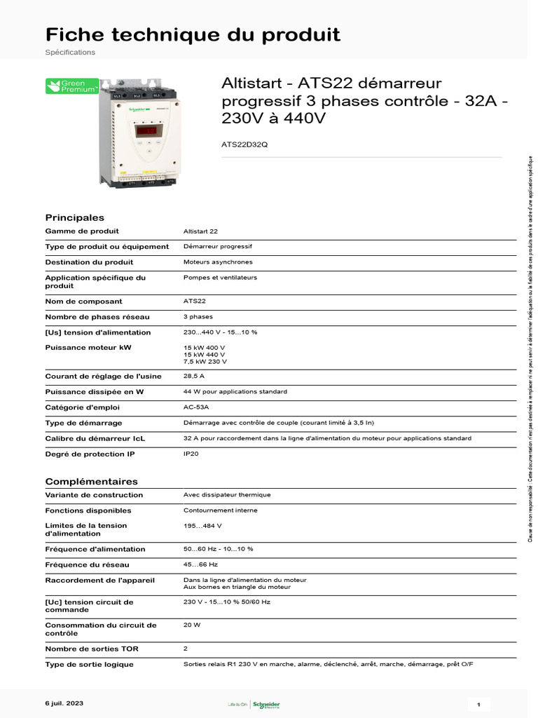 Altistart 22 - ATS22D32Q | PDF | Puissance (physique) | Électrotechnique