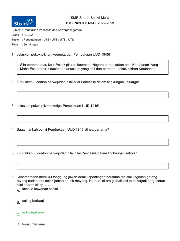 Soal PTS PKN Gasal (LMS) | PDF | Politik | Sejarah