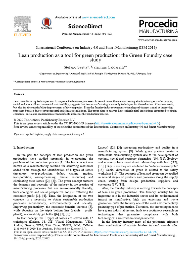 Lean and Green Production in Foundries | PDF | Foundry | Lean Manufacturing