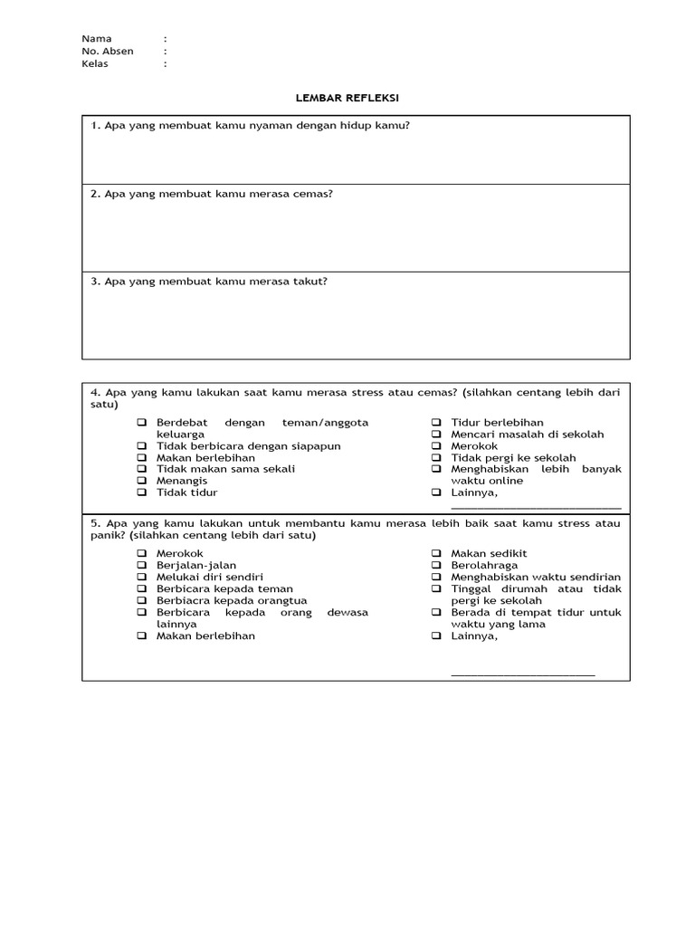 Lembar Refleksi P5 20 Okt 22 | PDF