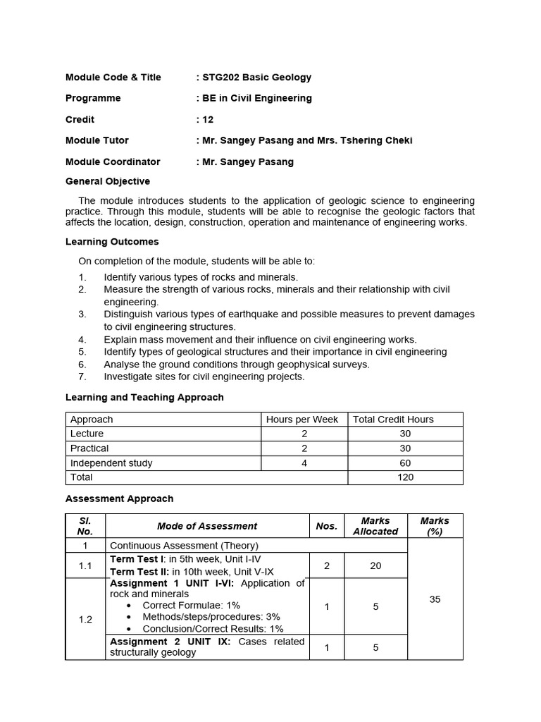 Module Discriptor - STG202 | PDF | Rock (Geology) | Igneous Rock