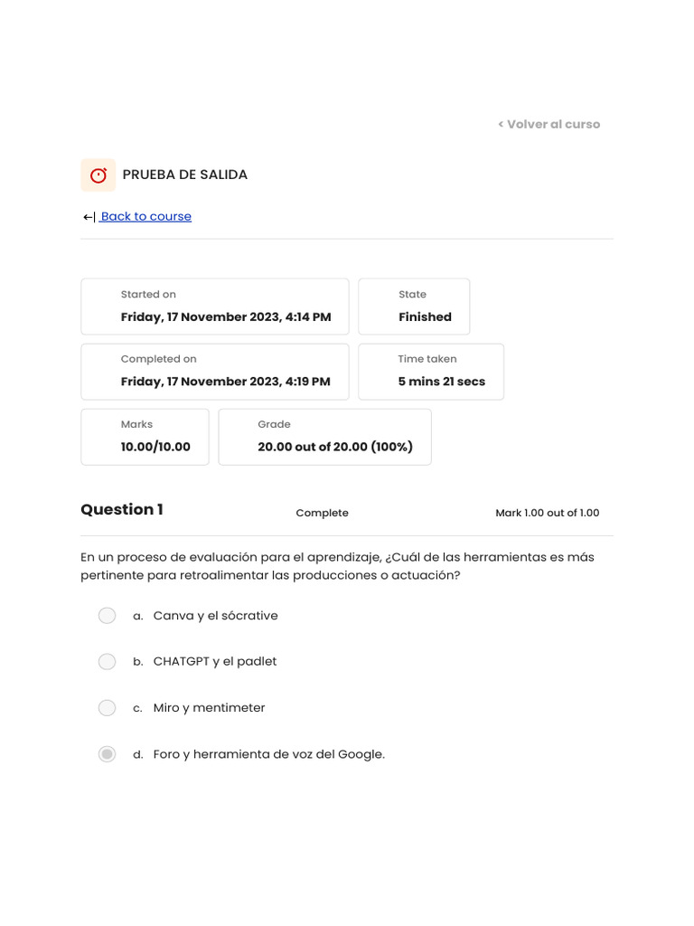 Prueba de Salida - 20 | PDF