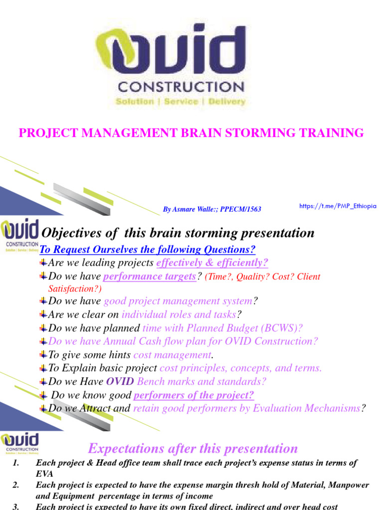 Project Management Brain Storming Training & PRP | PDF | Business ...