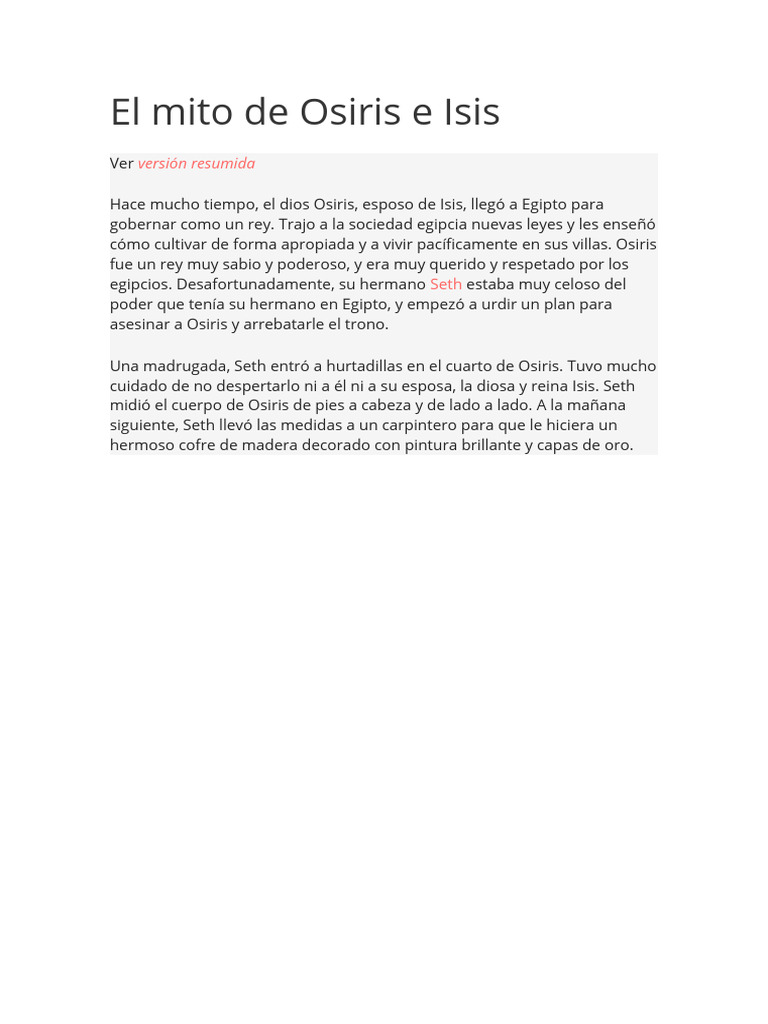 El Mito de Osiris e Isis | PDF | Osiris | Horus