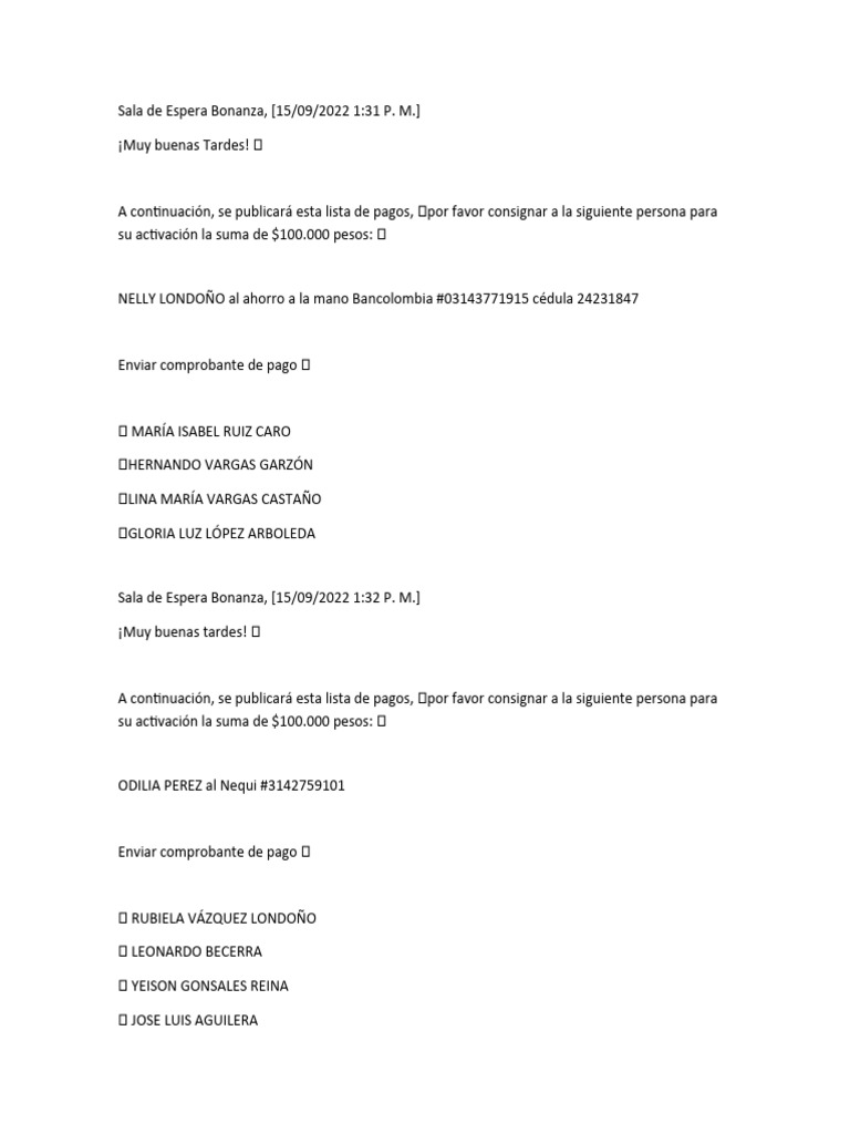 Sala de Espera Bonanza | PDF