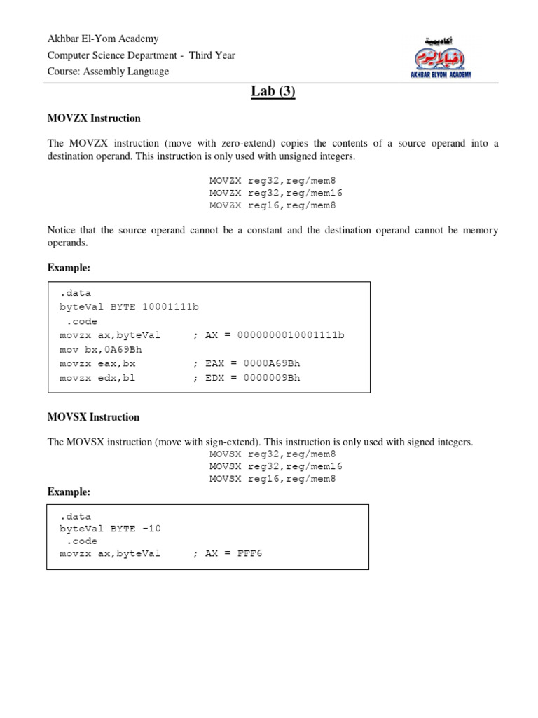 Assembly Lab 3 Befor Updating Pdf Assembly Language Computer Architecture