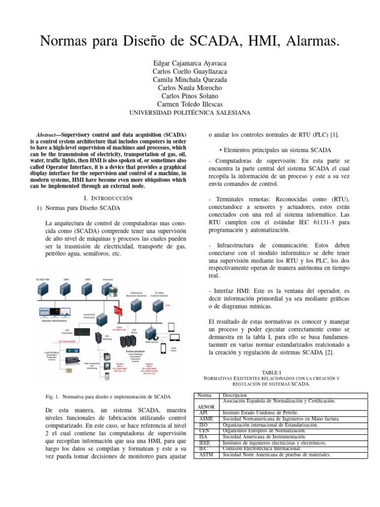 Normas Para Dise o de SCADA HMI Alarmas | PDF | Scada | Monitor de ...
