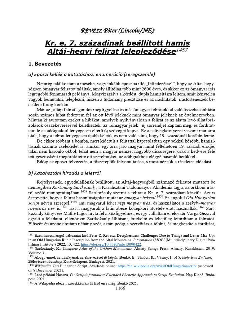 Révész Péter - Kr.e. 7. Századinak Beállított Hamis Altáj-Hegyi Felirat ...