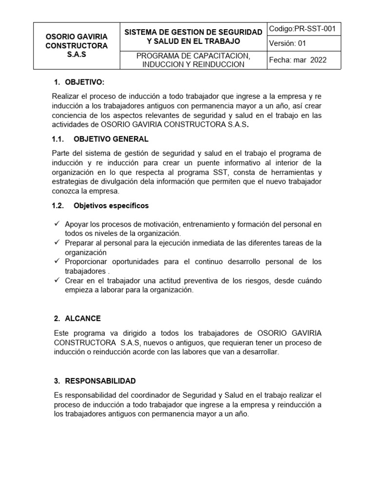 Programa de CAP,INDUC,Y REINDUCCION | PDF | Business