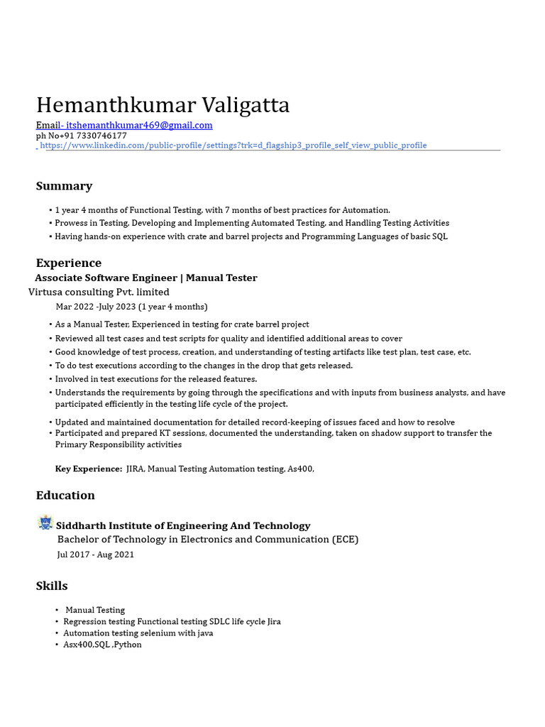 Hemanth Resume - 1 | PDF